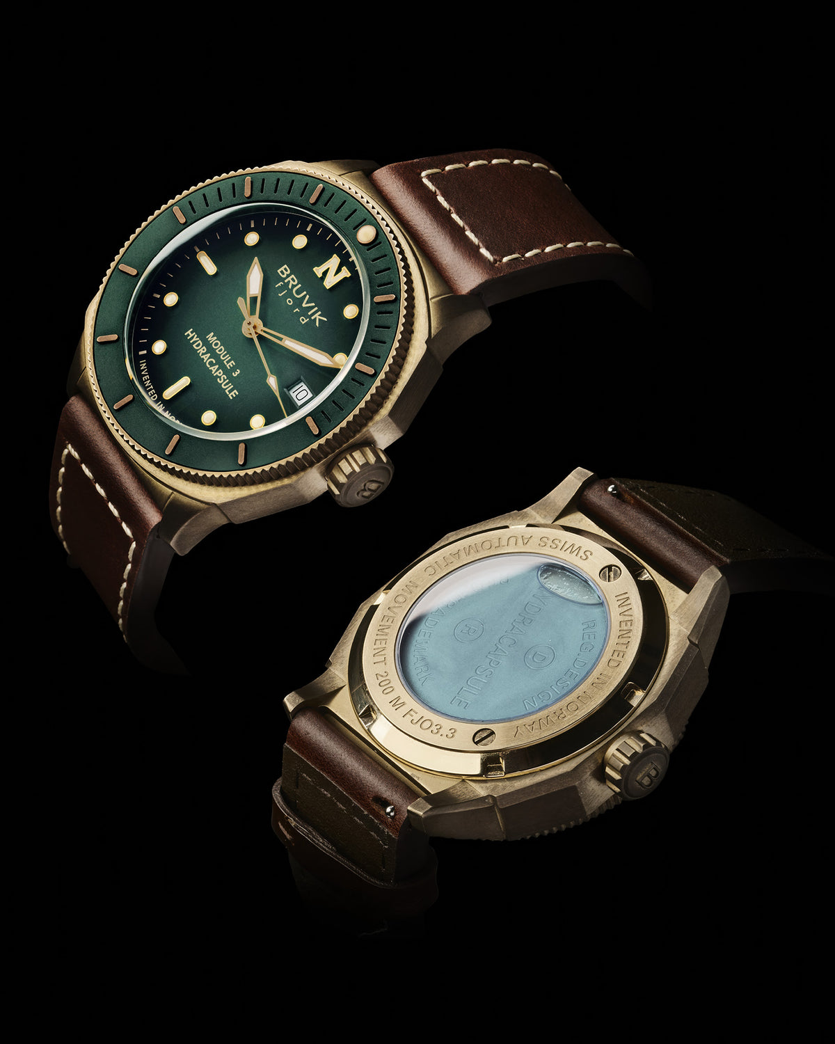 Bruvik Fjord Hydracapsule® Bronze Green | Watch with Fjord water