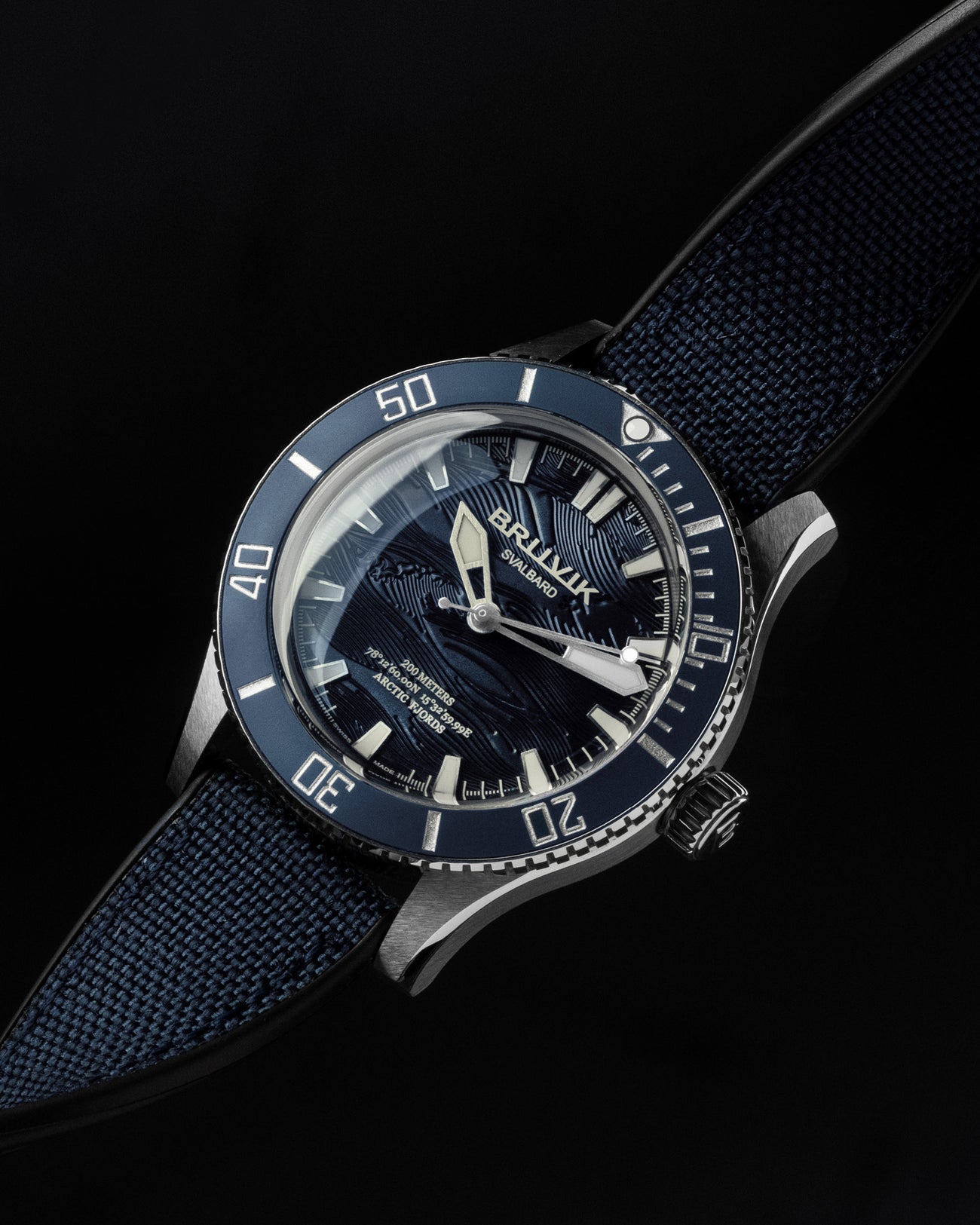 Bruvik Svalbard Arctic Fjords Wave Dial Blue – Swiss Automatic Watch